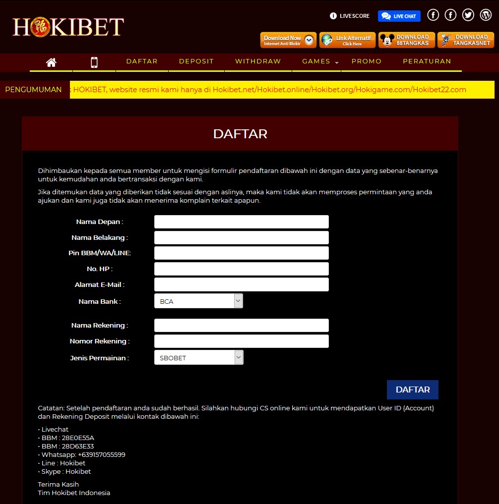 LINK ALTERNATIF HOKIBET TERBARU 2018