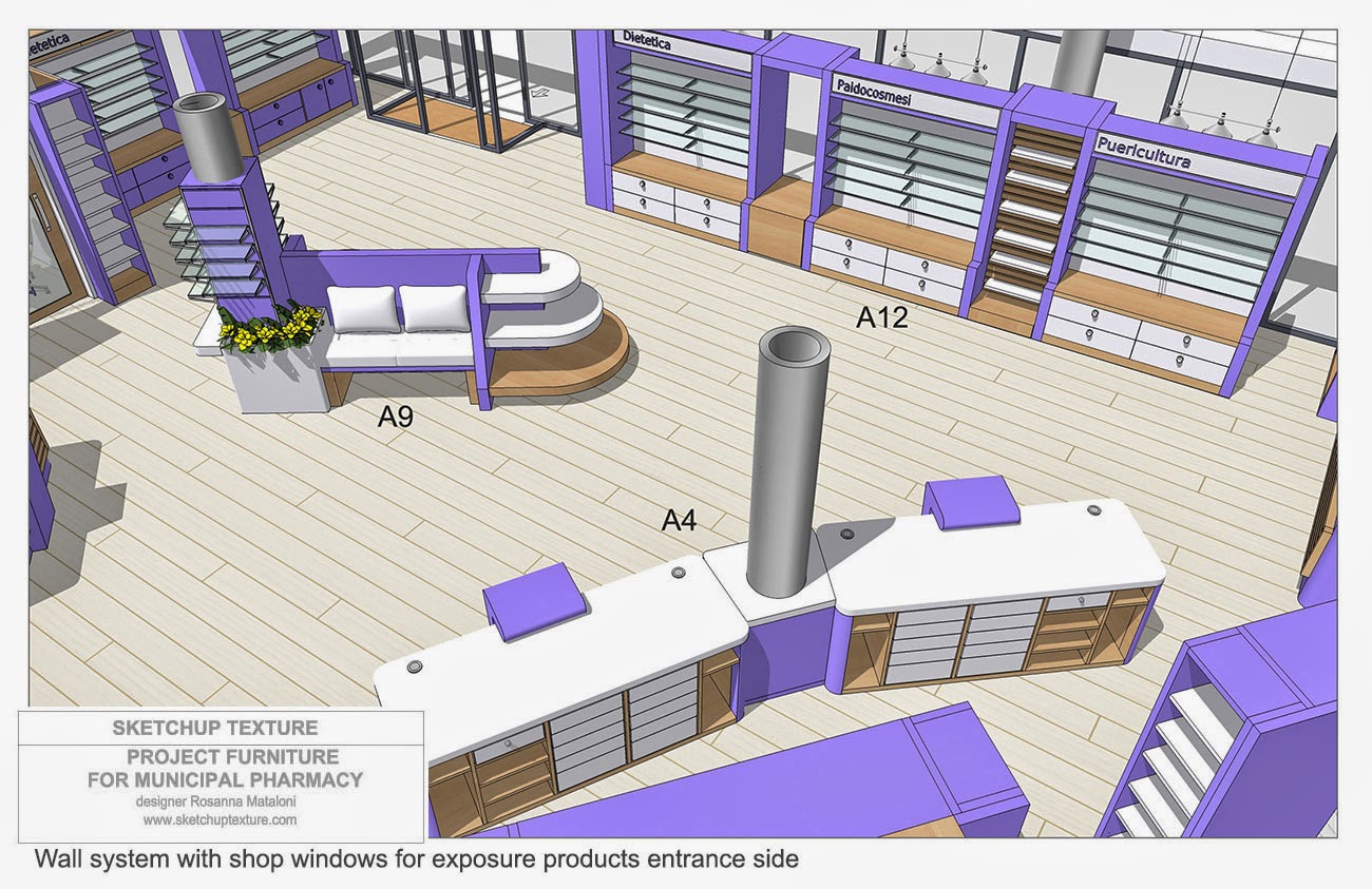 SKETCHUP TEXTURE: HOW TO DESIGN A MODERN PHARMACY & 3D SKETCHUP MODEL