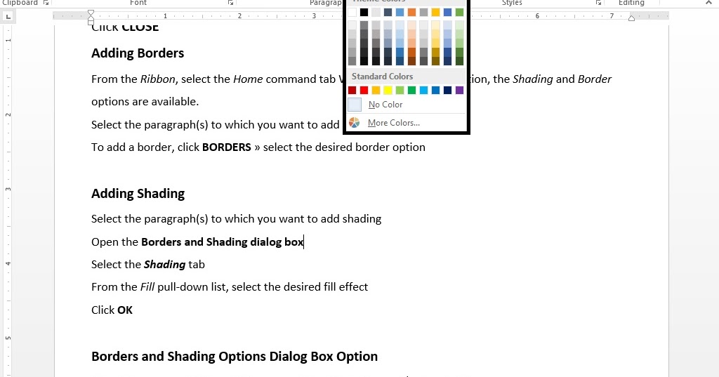 Paragraph Shading in MS Word - computer free courses