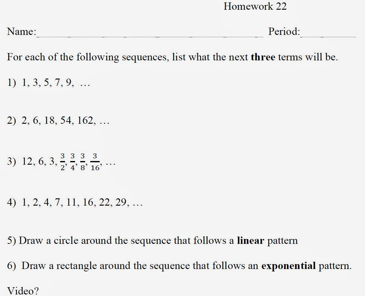 Mr. Matt's Math Classes: Homework 22