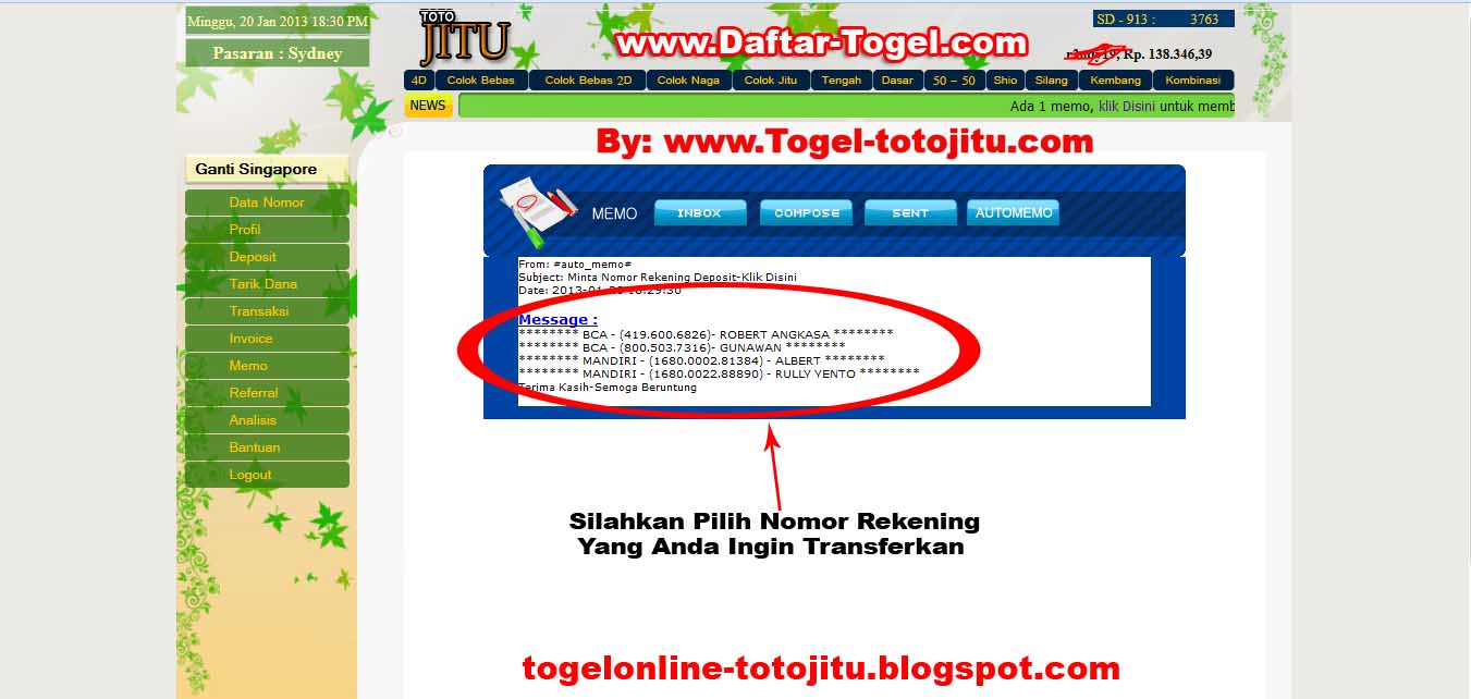 Panduan Cara Mengetahui Nomor Rekening Asli Togel TOTOJITU.com ...