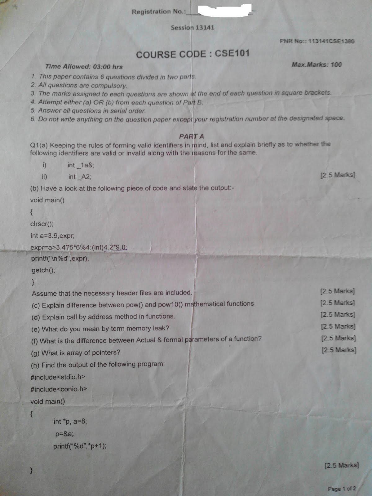 LPU STUDENT FRIENDLY: CSE-101 QUESTION PAPERS LPU STUDENT FRIENDLY: CSE-101 QUESTION PAPERS