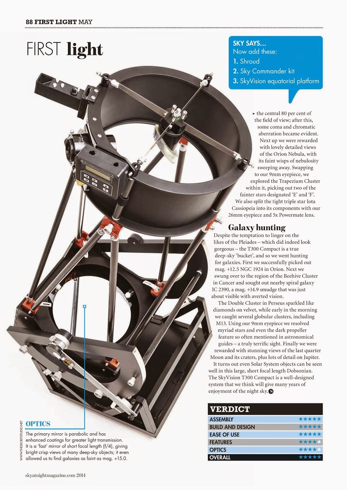 STELLARVIEW ET SKYVISION DEVELOPPEMENT: T300 SKYVISION DANS SKY AT NIGHT