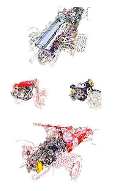 Peter Hutton, illustrator ~ car and motor