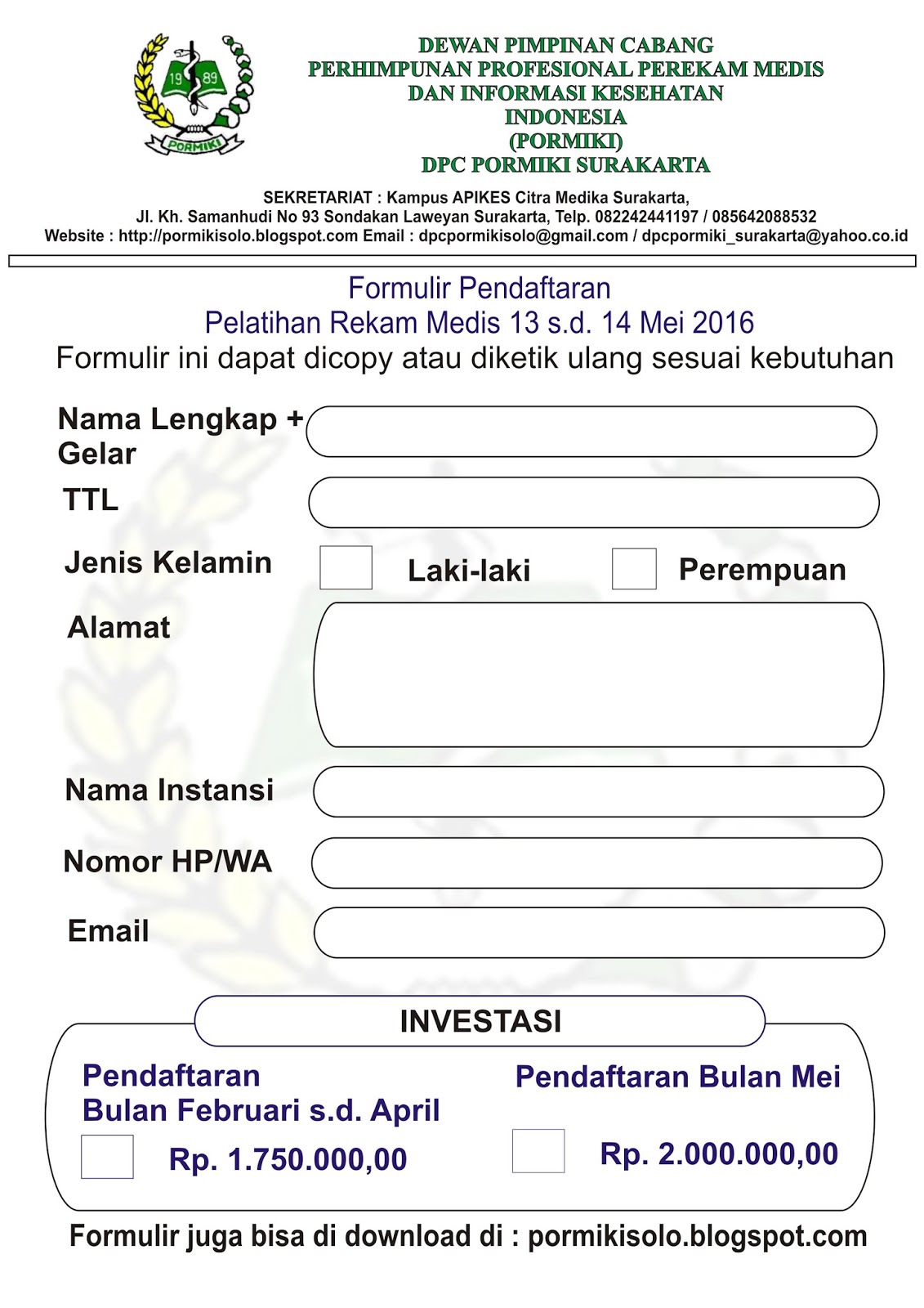 Formulir Rumah Sakit Formulir Rumah Sakit