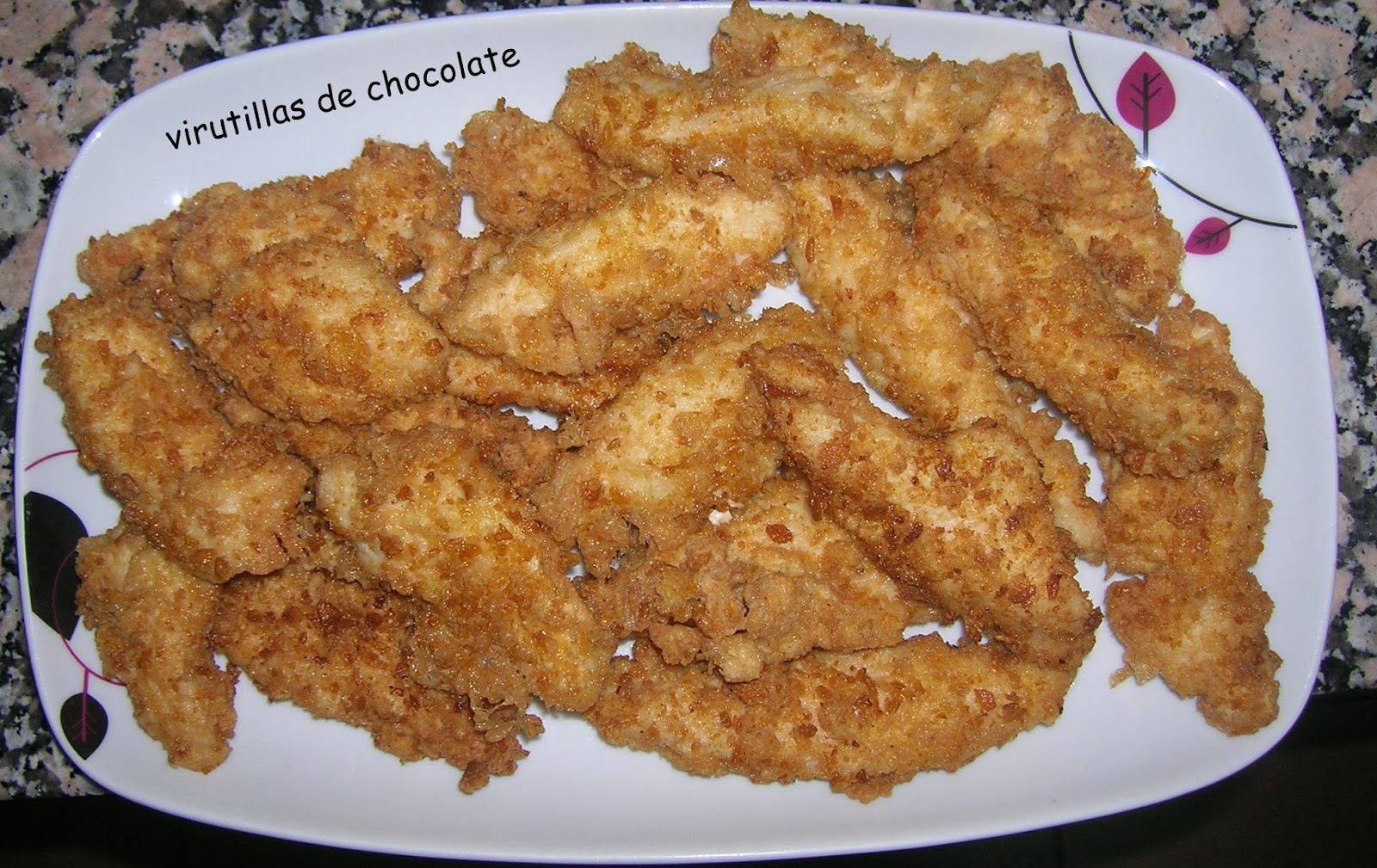 virutillas de chocolate : pollo estilo kentucky