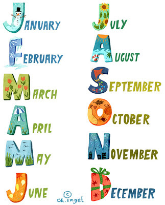 Christiane Engel - Scrapbook: The months lettering