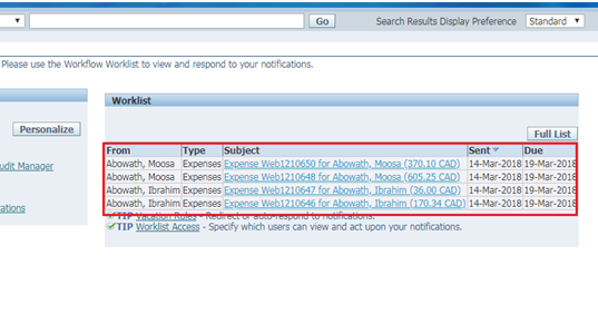ORACLE MASTERMINDS: Approve and Review iExpense Reports