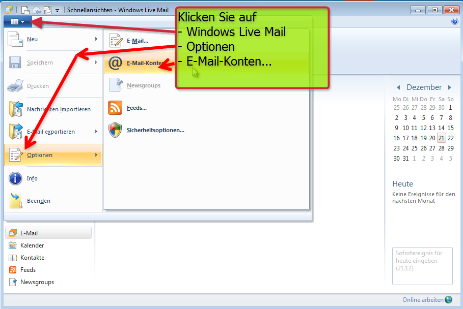 PcEinsteiger: Windows Live Mail 2012: IMAP-Konto einrichten PcEinsteiger: Windows Live Mail 2012: IMAP-Konto einrichten