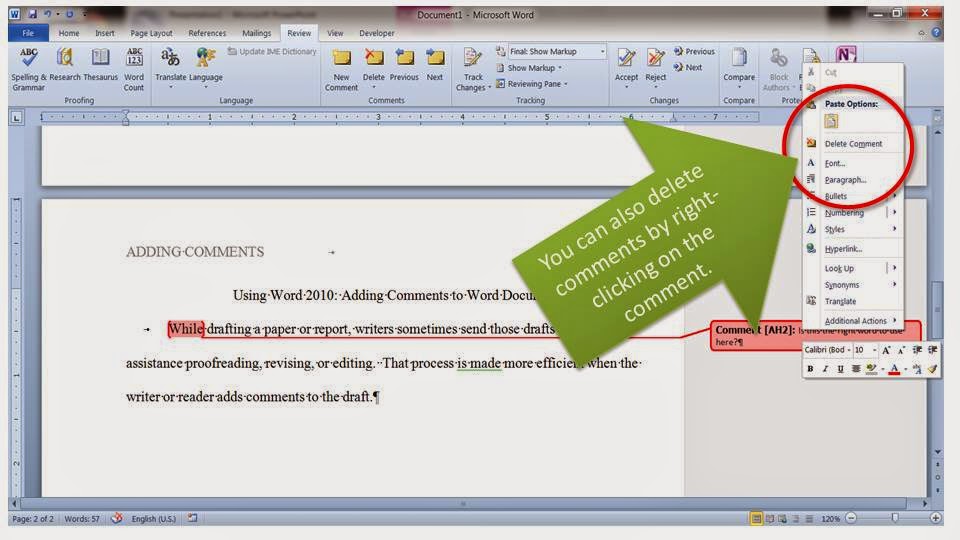 Adding Comments to Word Documents