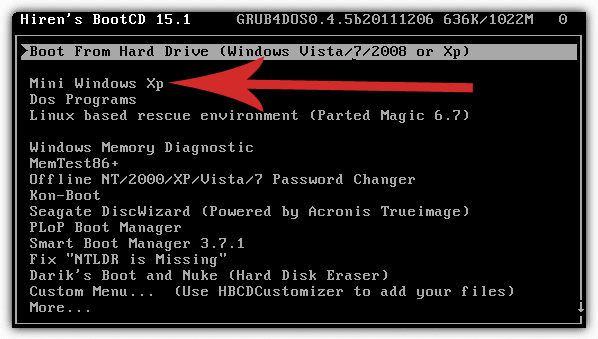 How To Boot Mini Windows Xp From Hiren's Boot CD ~ Soft Solution