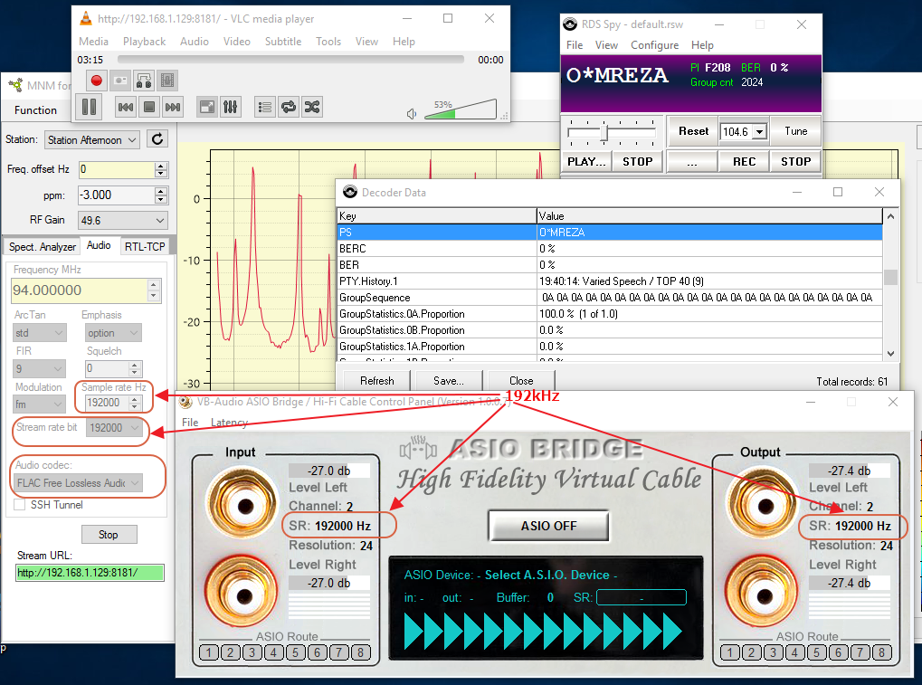 Couldn't avoid ...: RDS decoding with MNM4SDR (VLC, VB-Audio Hi-Fi ...