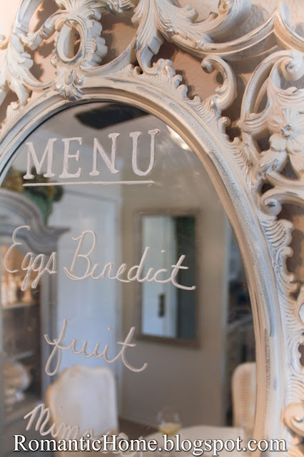 My Romantic Home: Mirror Menu Board - Show and Tell Friday