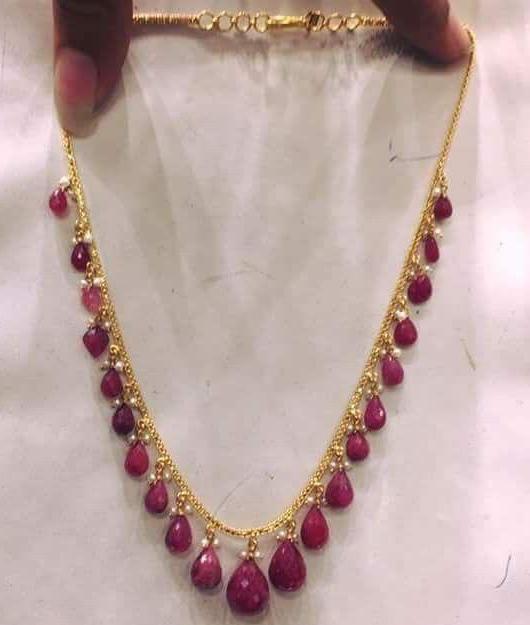 Very Light Weight Simple Ruby Drops Sets - Jewellery Designs