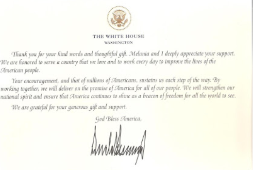 Poetslife: Donald Trump's Thank You Note