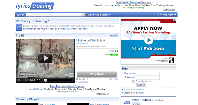 LyricsTraining ~ English Language Teaching and Technology