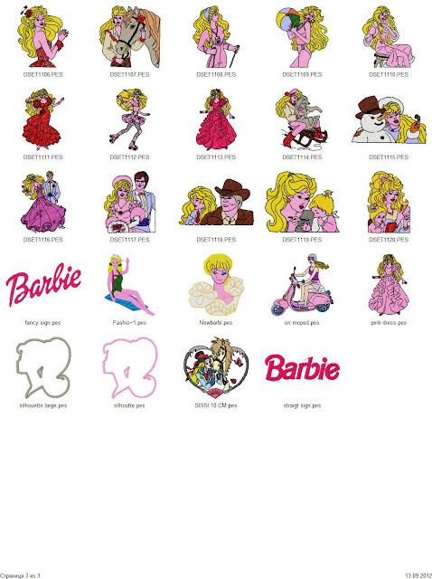Barbie - 99 designs collection - Free Machine Embroidery Designs Download