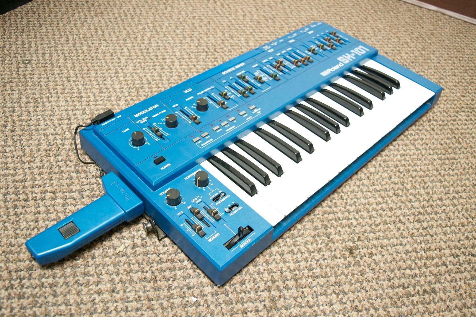 MATRIXSYNTH: Blue Roland SH-101 Analog Synthesizer w/ Modulation Grip