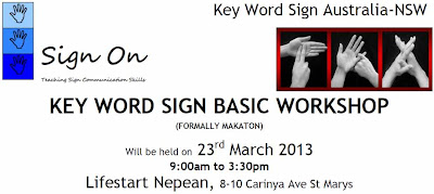 Keeping Up with Down Syndrome NSW: Key Word Sign NSW: workshop, St Marys