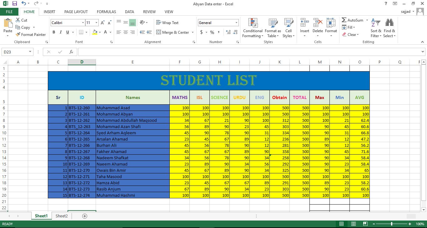 ICT Corner by BTSC: MS Excel - Grade 5 Projects