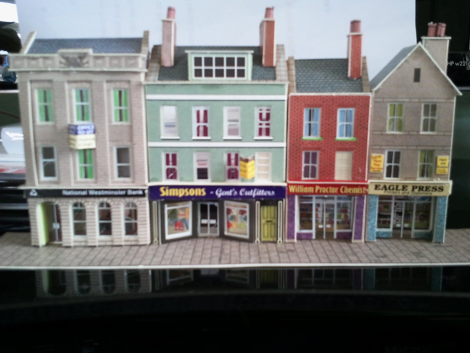 Andy and Bob's N Guage layout: rows of shops completed