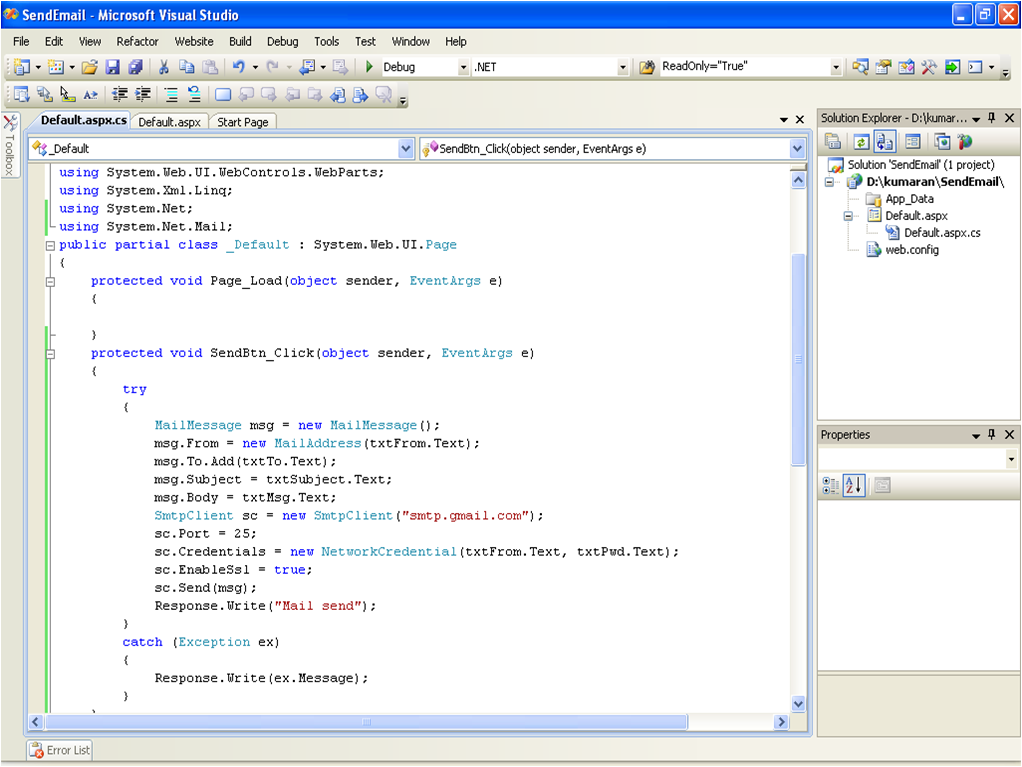 How to Send Email (Gmail) using ASP.NET C# SmtpClient?
