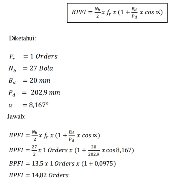 ANALISA PERHITUNGAN JENIS KERUSAKAN BEARING DALAM METODE PERAWATAN ...