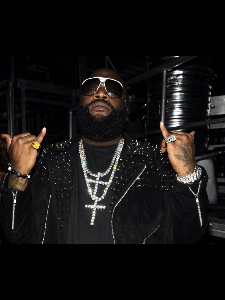 Exclusive Game: RICK ROSS WEARING CUSTOM SUEDE STUDDED MOTORCYCLE ...