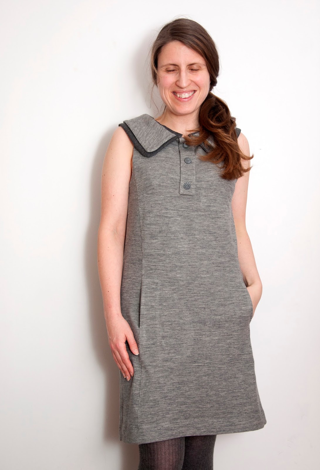 Double collar shift dress in wool jersey - The Last Stitch