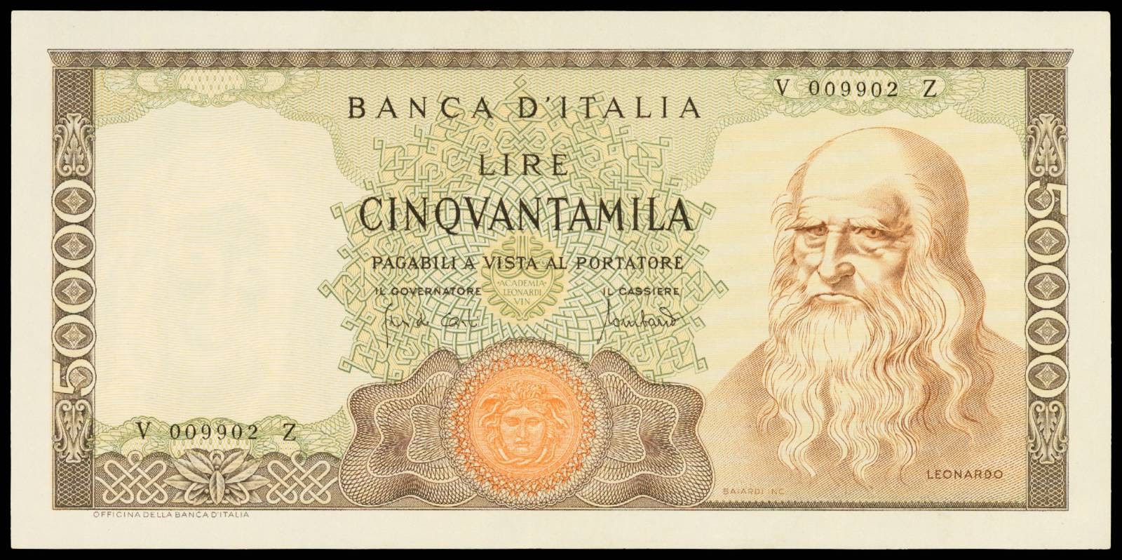 Italy 50000 Lire banknote 1977 Leonardo da Vinci|World Banknotes ...