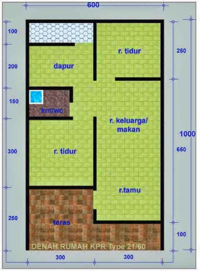 Denah Rumah Minimalis Type 21