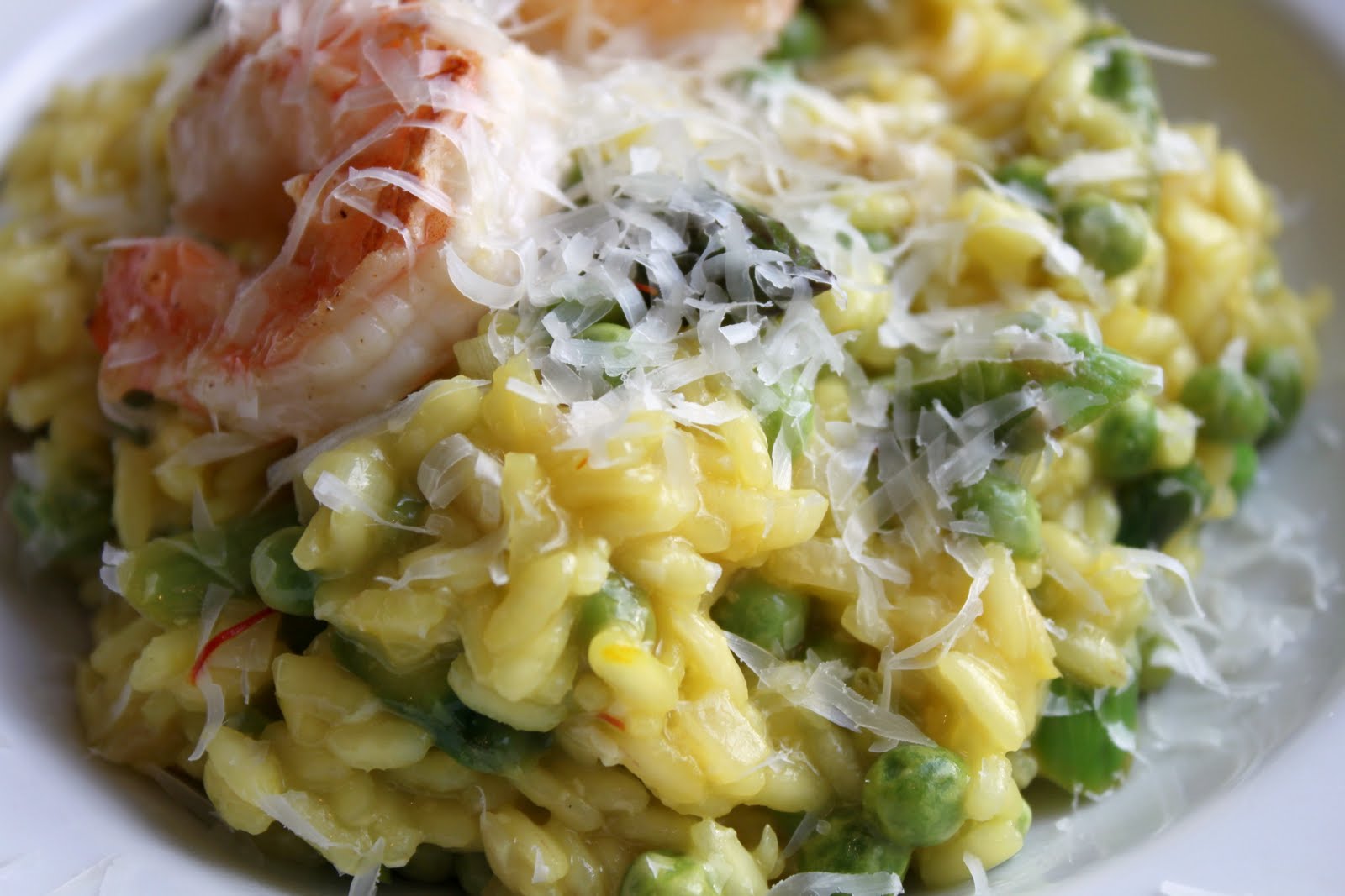 Asparagus, Pea and Saffron Risotto (With or Without Shrimp) - A Feast ...