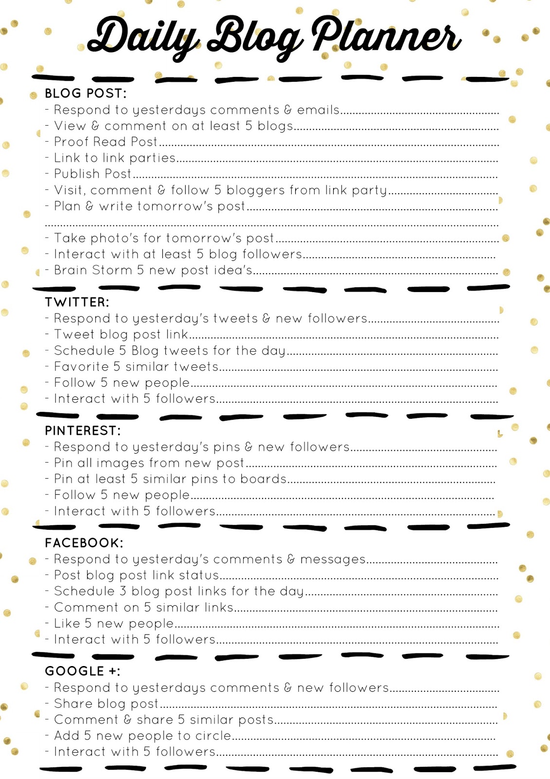 The Hunt Life: Free Printable Daily Blog Planner