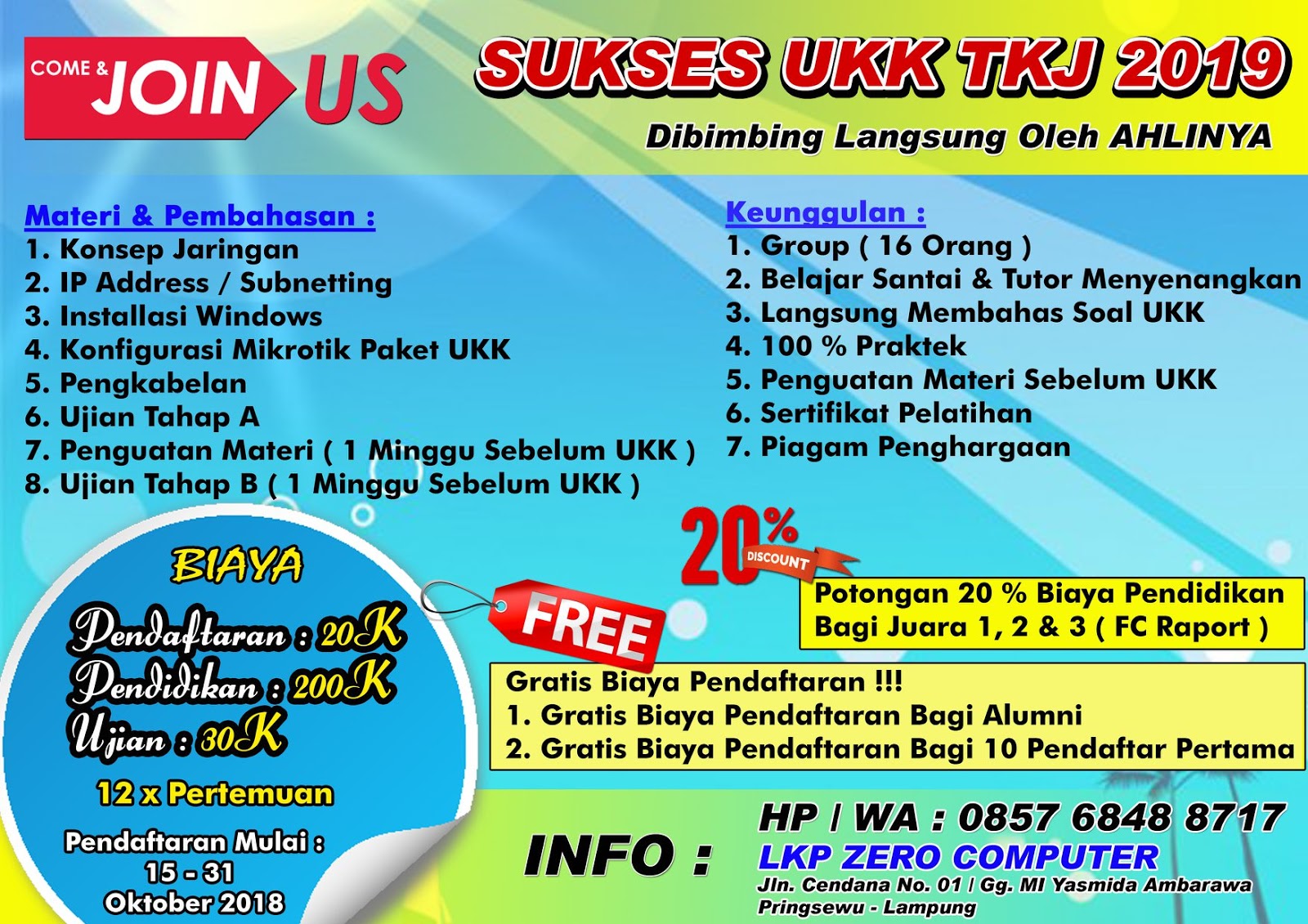 Brosur Kursus Persiapan UKK TKJ 2019