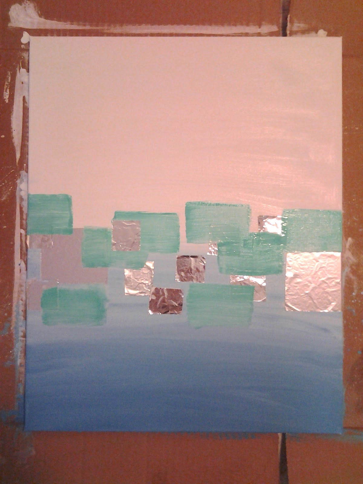 Winding Spiral Case: DIY Abstract Painting: Rectangles Feat. Aluminum Foil