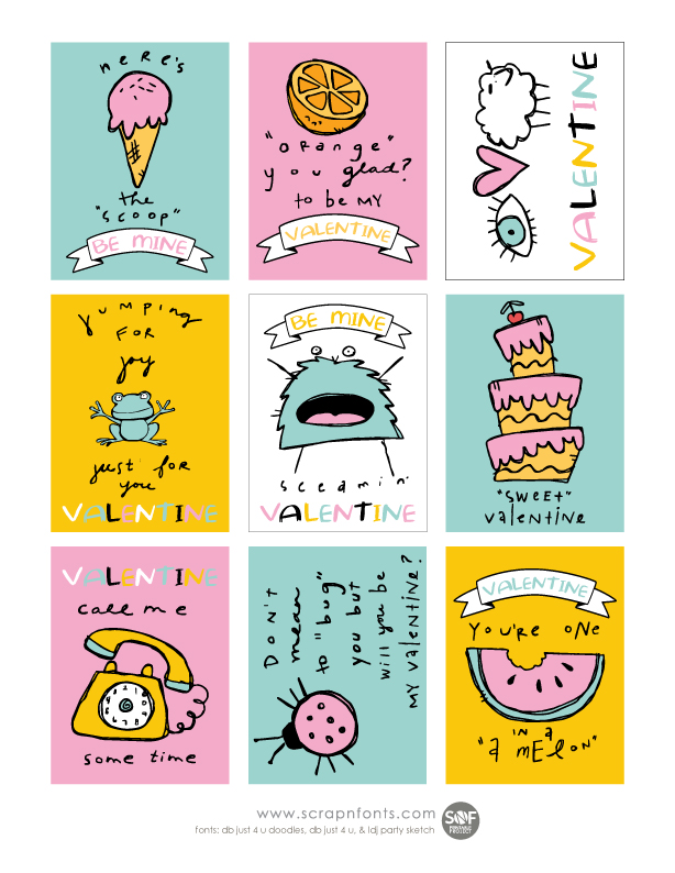 Fontaholic: FREEBIE FRIDAY: Valentine's Day Card Doodles