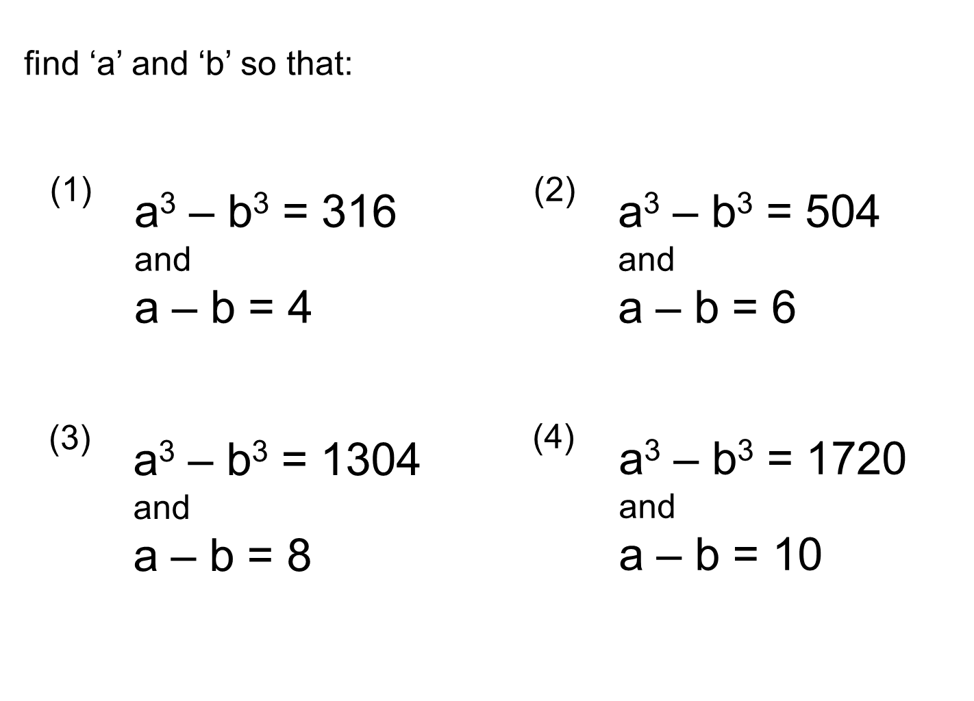 MEDIAN Don Steward mathematics teaching: cube number problems