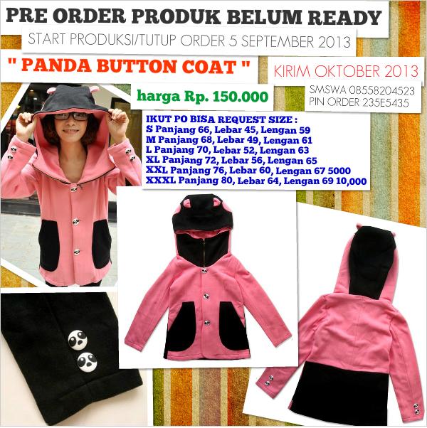 Jaket Hoodie Panda Buttons Coat