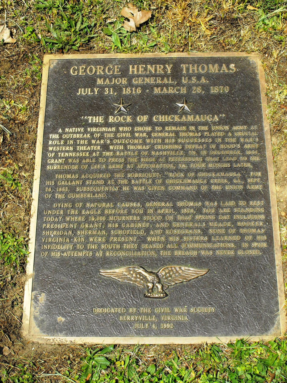 The Civil War of the United States: George H. Thomas, born July 31, 1816