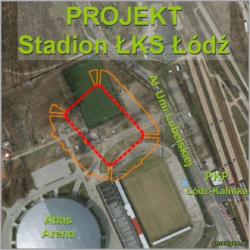Geodezja Łódź tel. 690 210 110 Geodeta w Łodzi: PROJEKT STADIONU ŁKS - ŁÓDŹ
