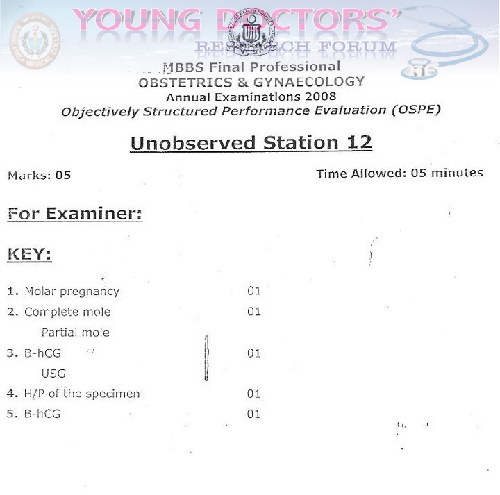 Solved Gynecology and Obstetrics OSPE by UHS - Set 2 ~ YOUNG DOCTORS' RESEARCH FORUM