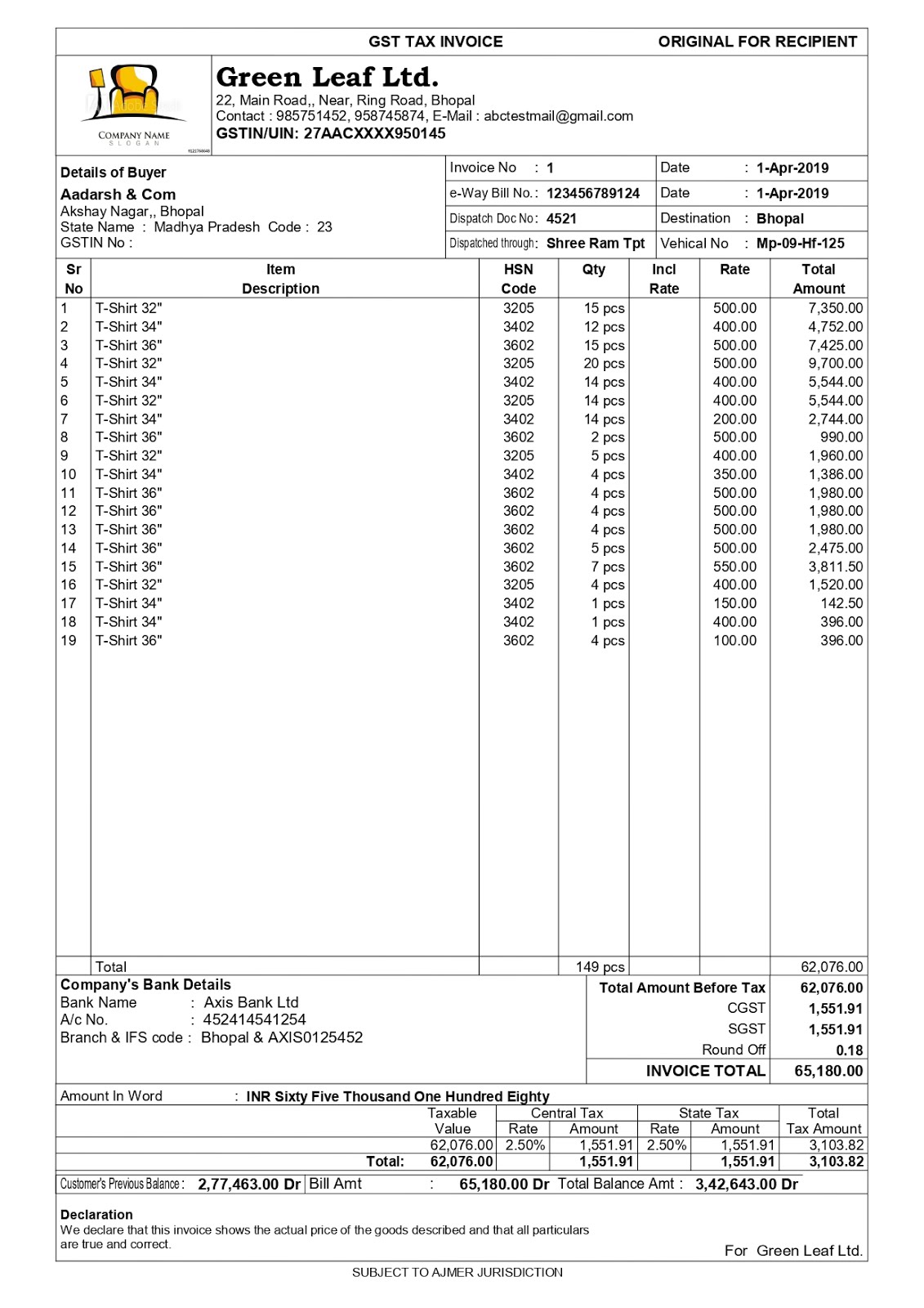 All Tally Invoice Format Sample's, Call Us (Whats App No.): 9407808553 ...