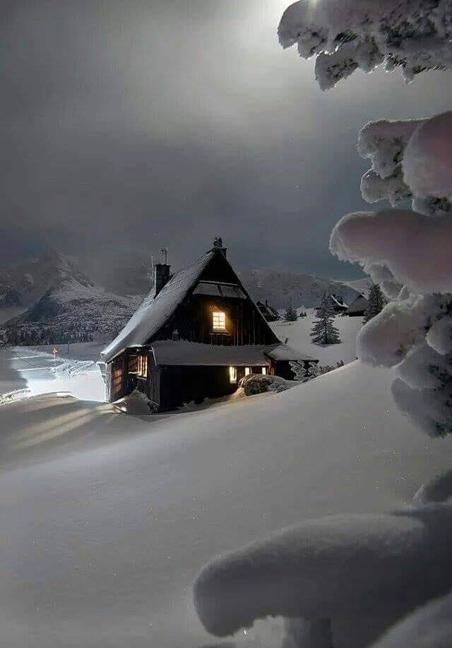 Content in a Cottage: Beautiful Snow Scene