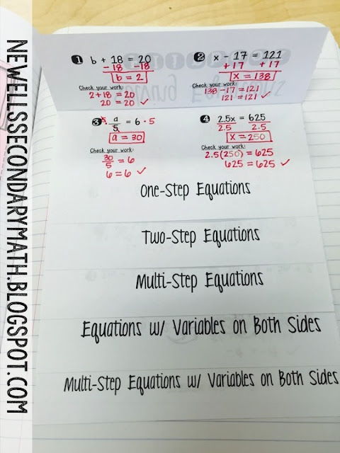 Solving Equations Flip-book for INB | Mrs. Newell's Math
