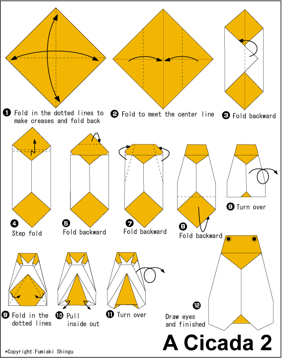 Cicada 2 - Easy Origami instructions For Kids