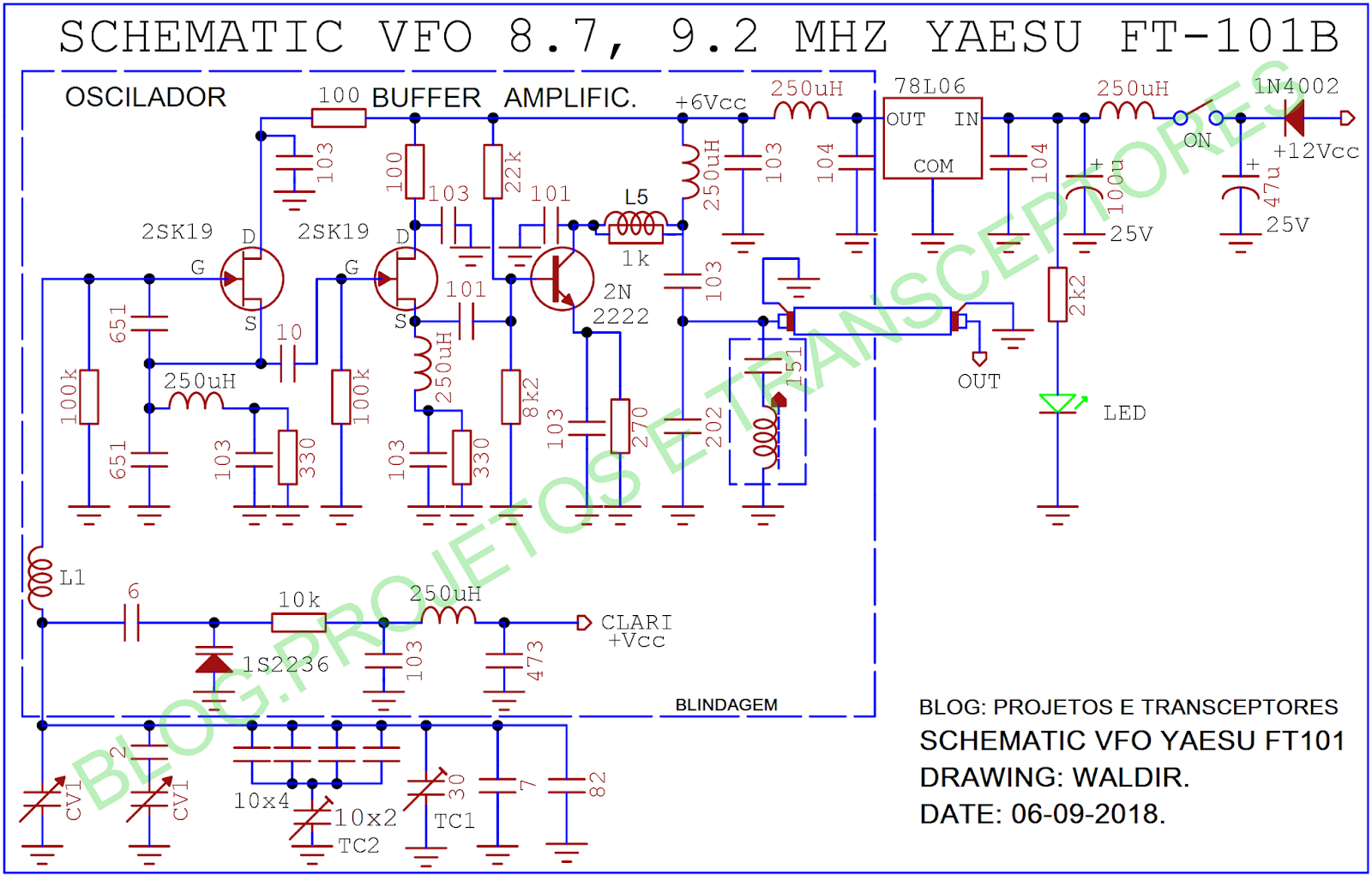 Projetos e Transceptores.: VFO transceptor YAESU FT-101B.
