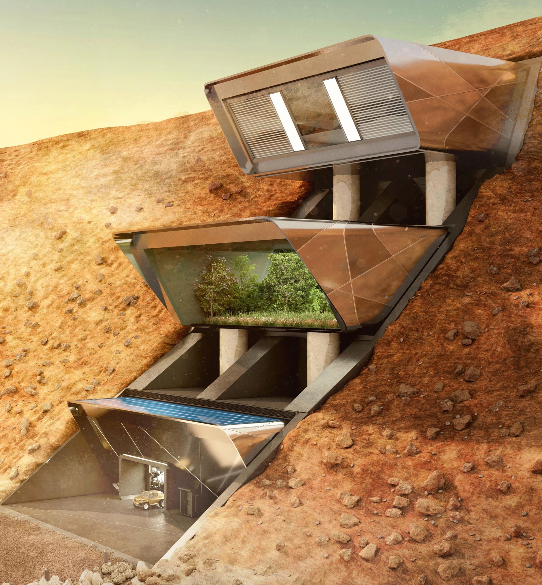 Mars mansions in a crater community | human Mars