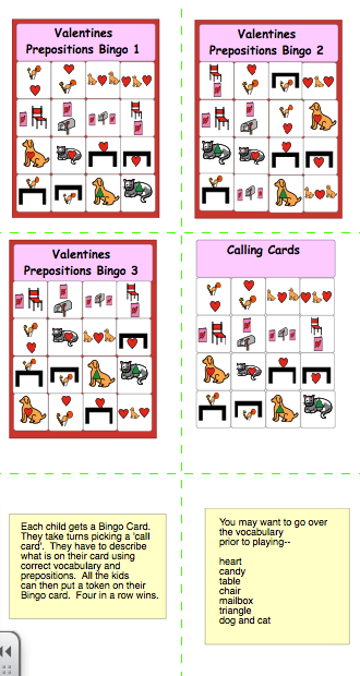 Chapel Hill Snippets: Valentine Prepositions Bingo