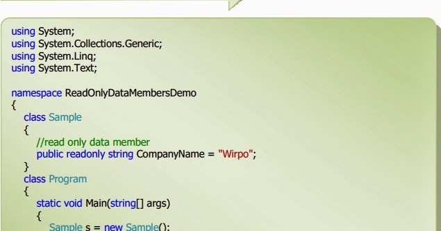 Microsoft C#.Net Tutorials: ReadOnly Fields (ref, out, this, Named )