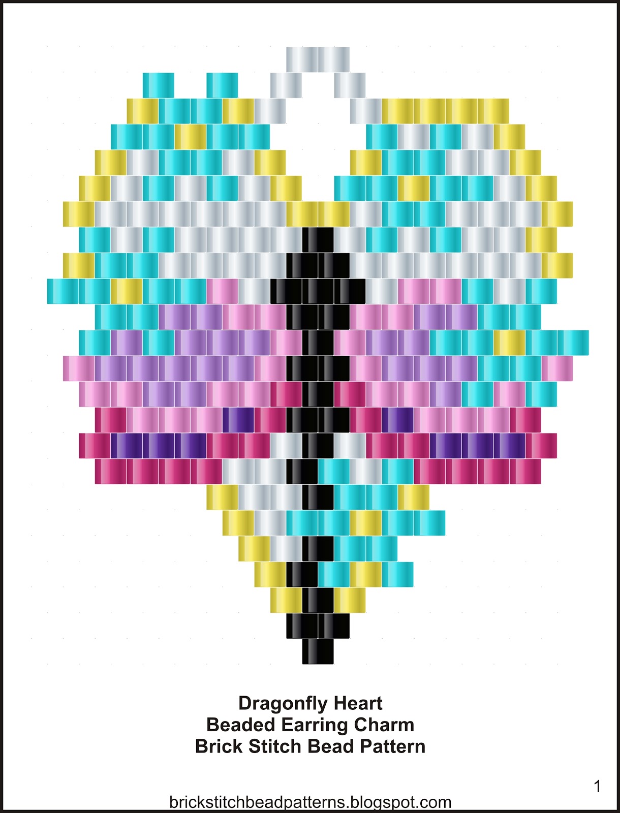 Brick Stitch Bead Patterns Journal: Dragonfly Heart Design Brick Stitch ...